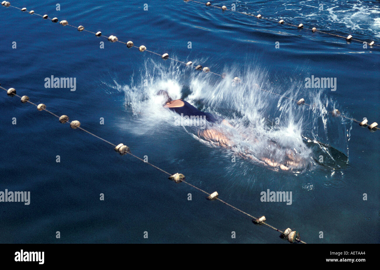 Girl diving into swimming pool makes a big splash Stock Photo - Alamy