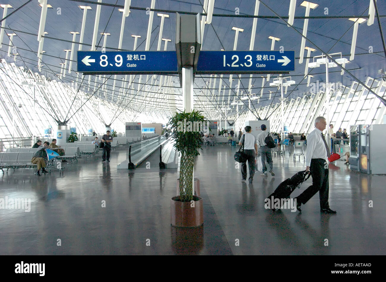 Interior of Pudong International Airport in Shanghai China Stock Photo ...
