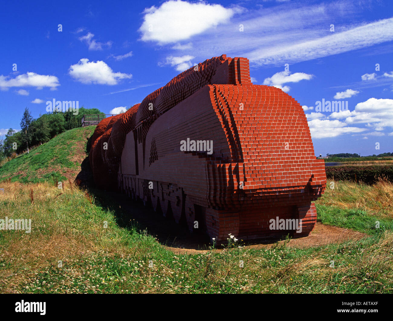 Brick Train Darlington a sculpture by David Mach Stock Photo - Alamy