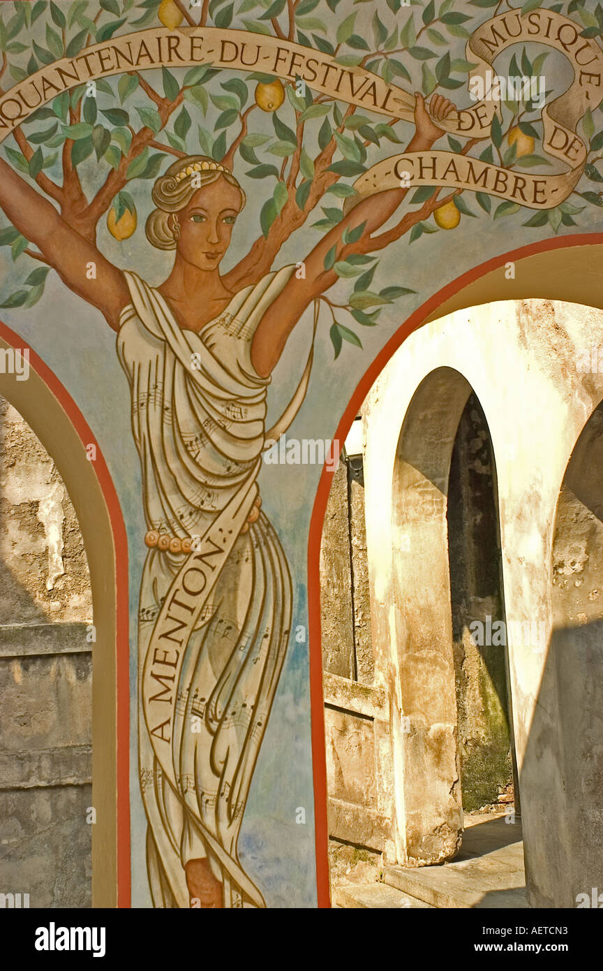 Menton, Provence, Alpes Cote d'Azur France Wall painting celebrating 50 ...