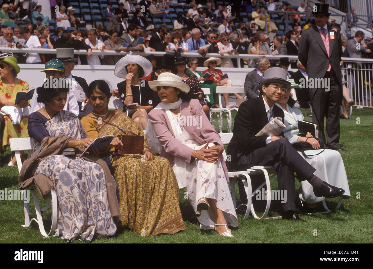 Group of British asians people multiethnic 1980s Britain. Derby Day ...