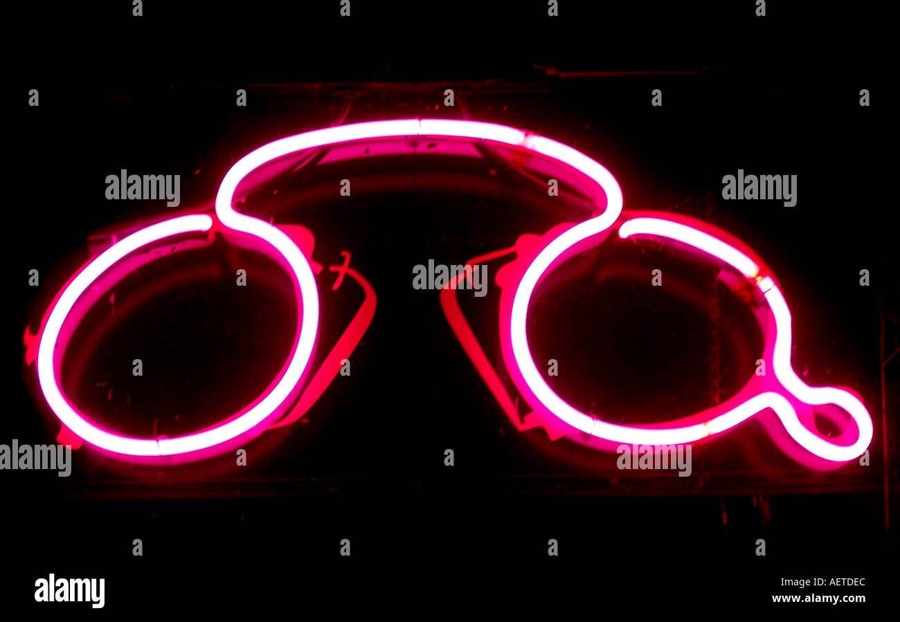 neon sign for optician Stock Photo - Alamy
