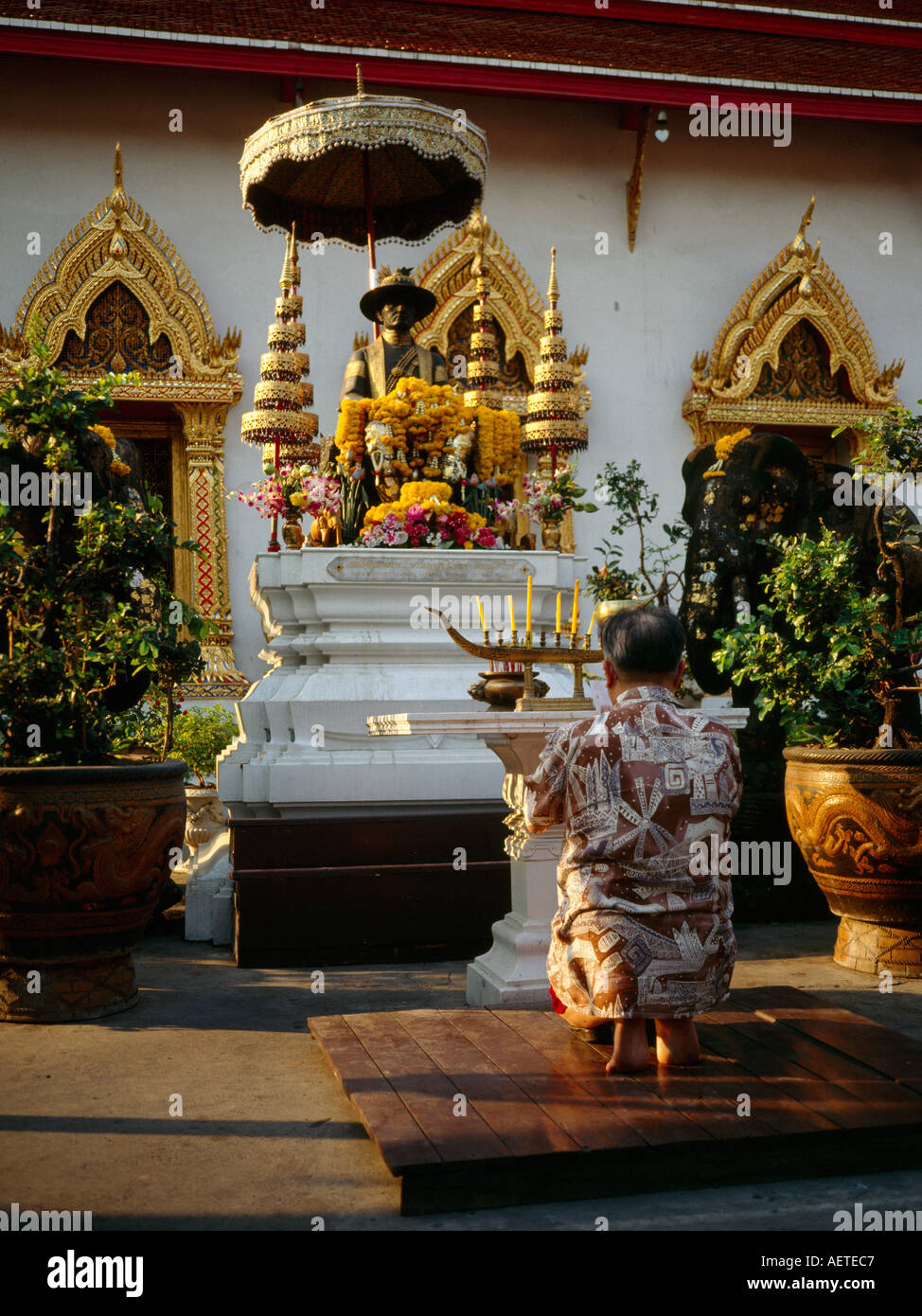 Thailand Bangkok Wat Chana Songkhram shrine to HRH Mahasurasinghanat ...