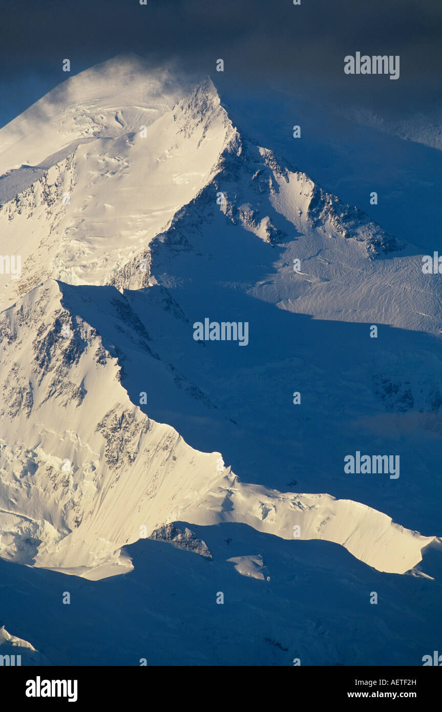 USA Alaska Denali National Park Morning sun lights Pioneer Ridge on ...