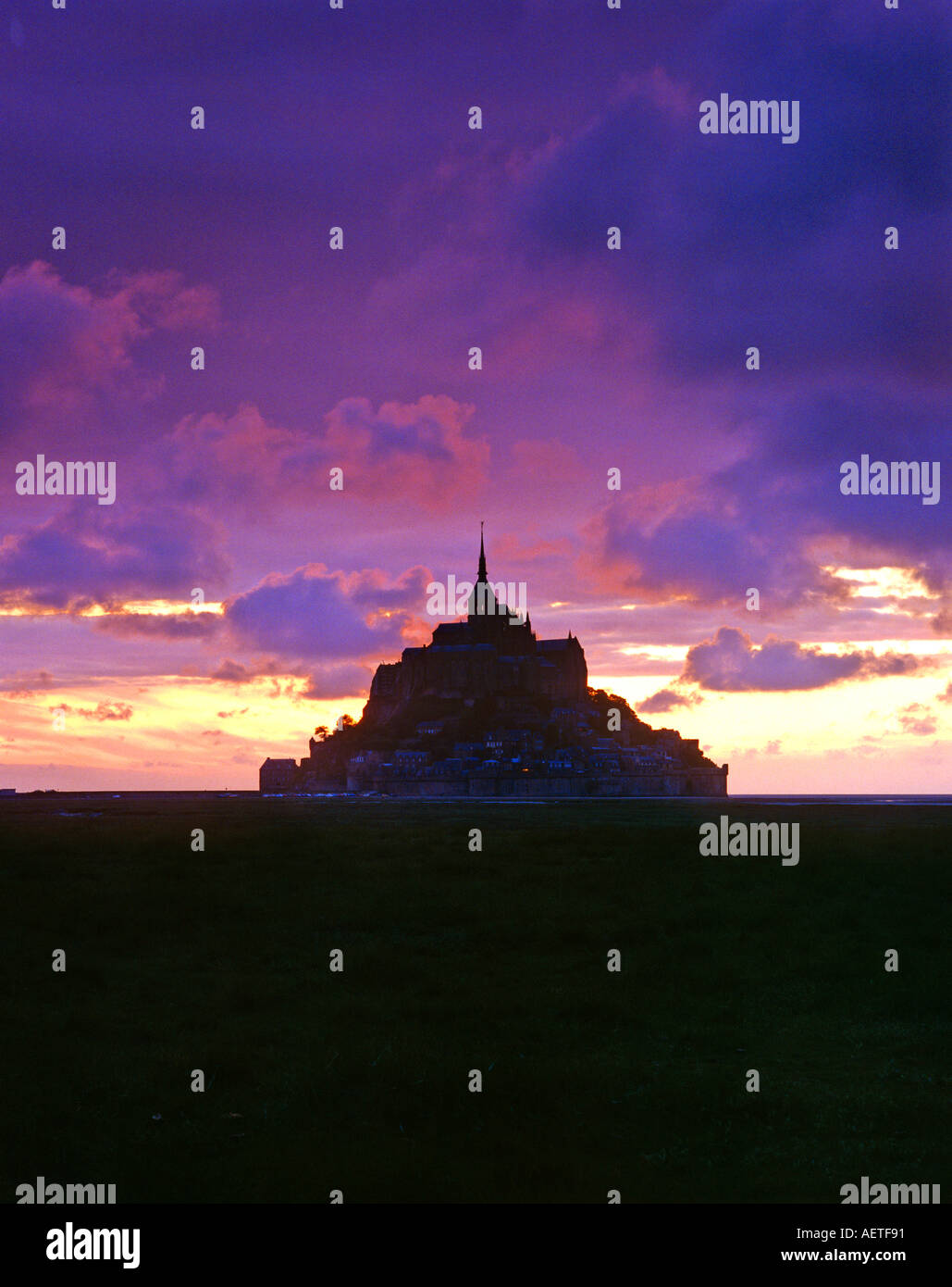 Le Mont Saint-Michel at sunset Normandy France Stock Photo - Alamy