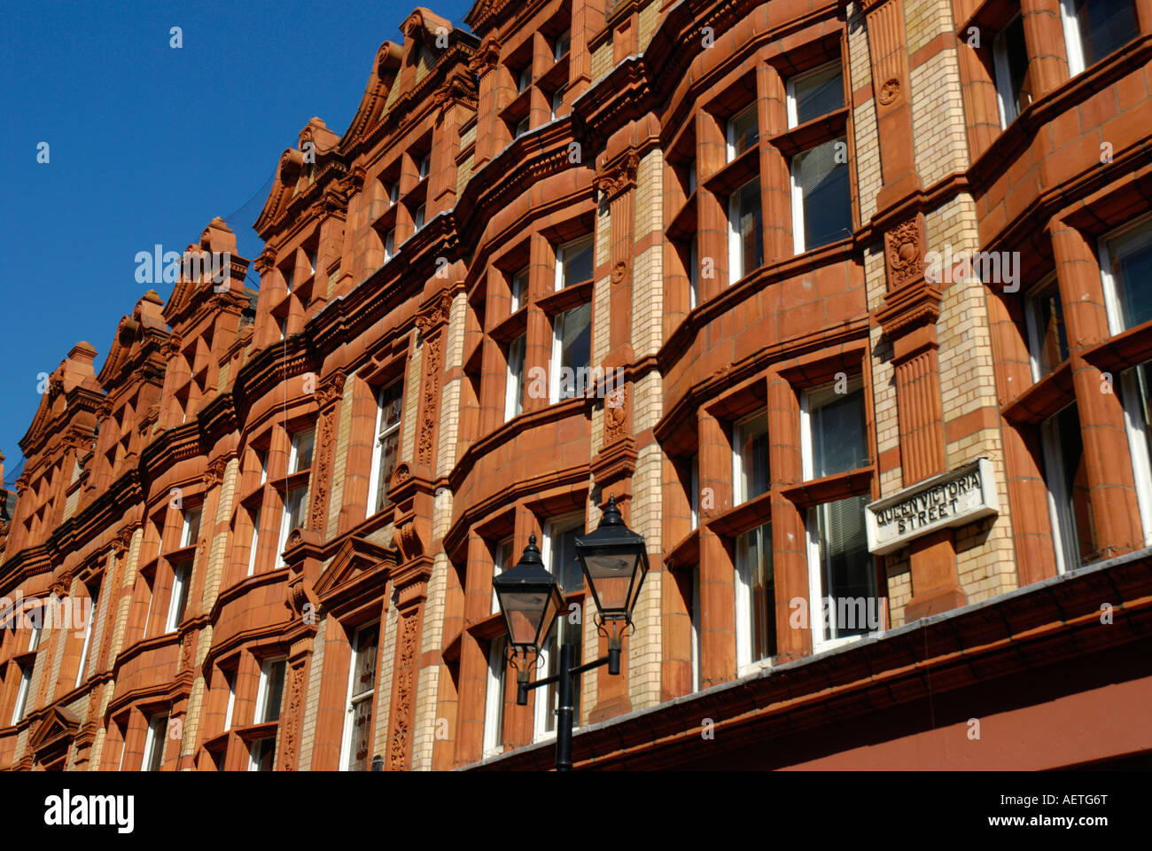 Victorian red brick buildings in Queen Victoria Street Reading ...