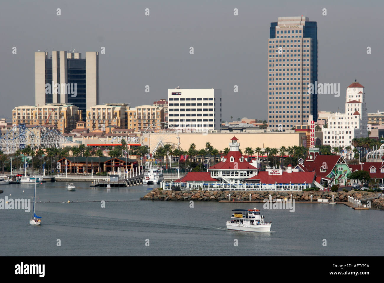 Long Beach California,harbor,harbour,Shoreline Park,city skyline ...