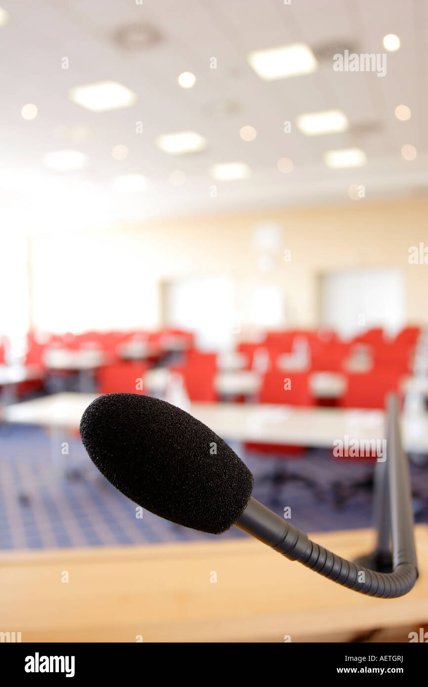 Microphone in a conference room Stock Photo - Alamy