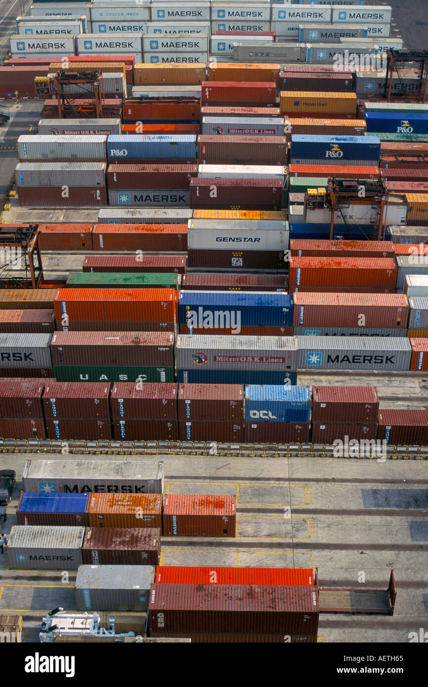 Containers in Container Terminal Hong Kong China Asia Stock Photo - Alamy
