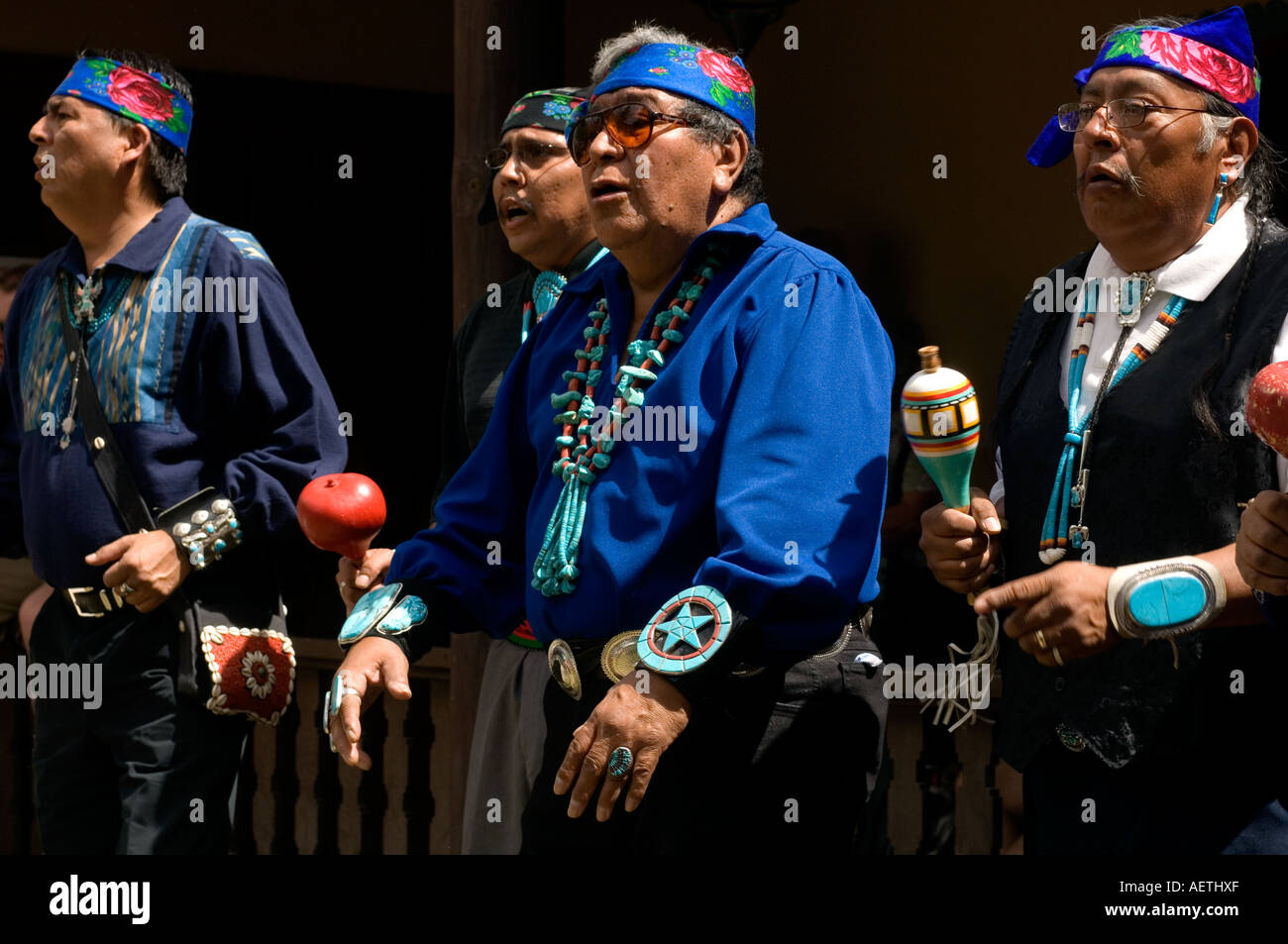 Zuni Pueblo Dancers preforming traditional dances at Bandelier National ...