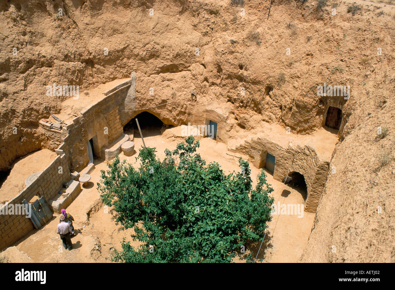 Cave houses rooms carved into soft sandstone from bottom of hand dug ...