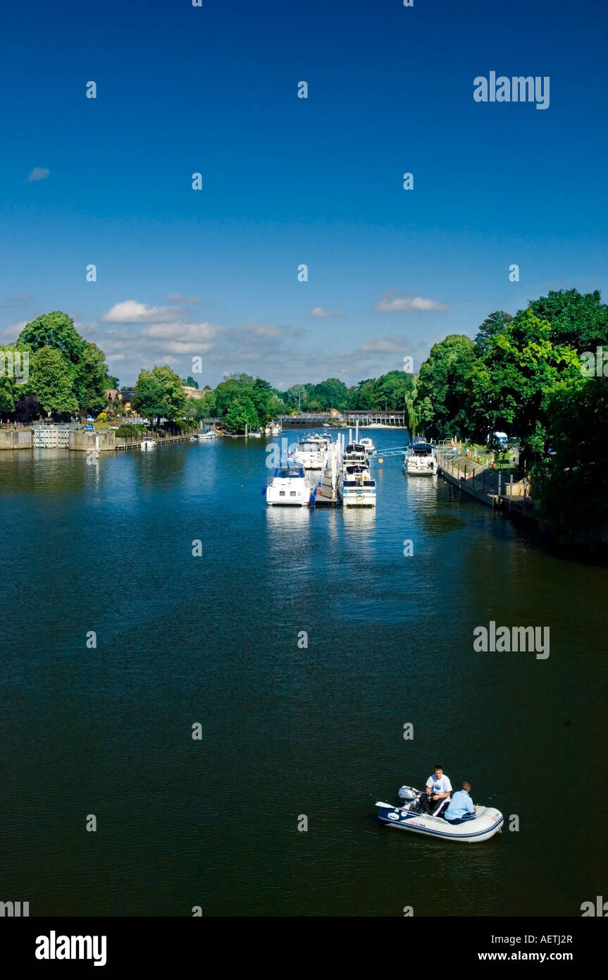 River Thames and Molesey Lock seen from Hampton Court Bridge East ...