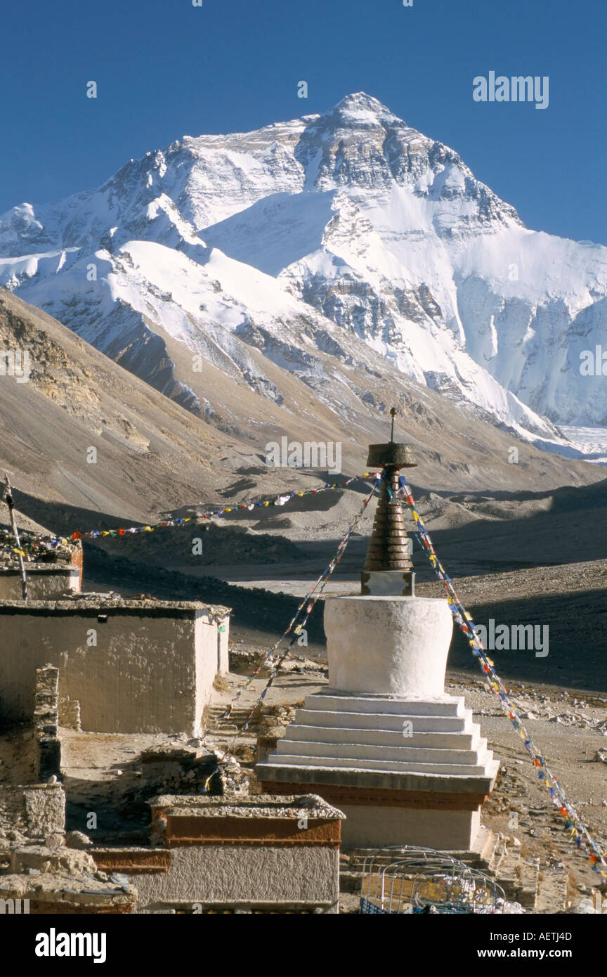 North side of Mount Everest Chomolungma from Rongbuk monastery ...
