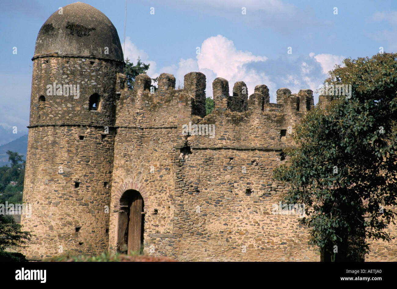 Compound walls Royal Enclosure 17th century castle Gondar Ethiopia ...