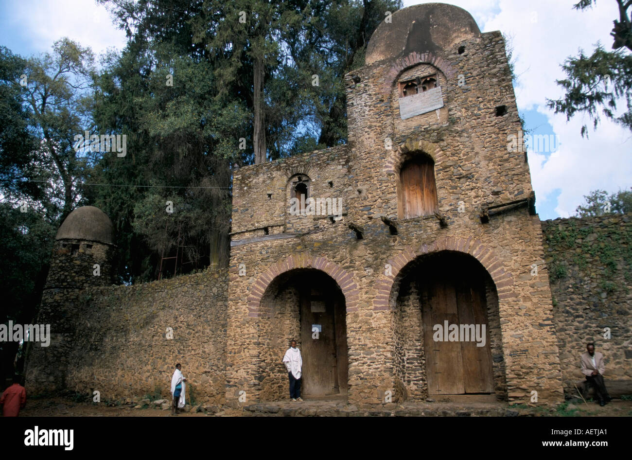 Main entrance to compound Debre Berham church Gondar Ethiopia Africa ...
