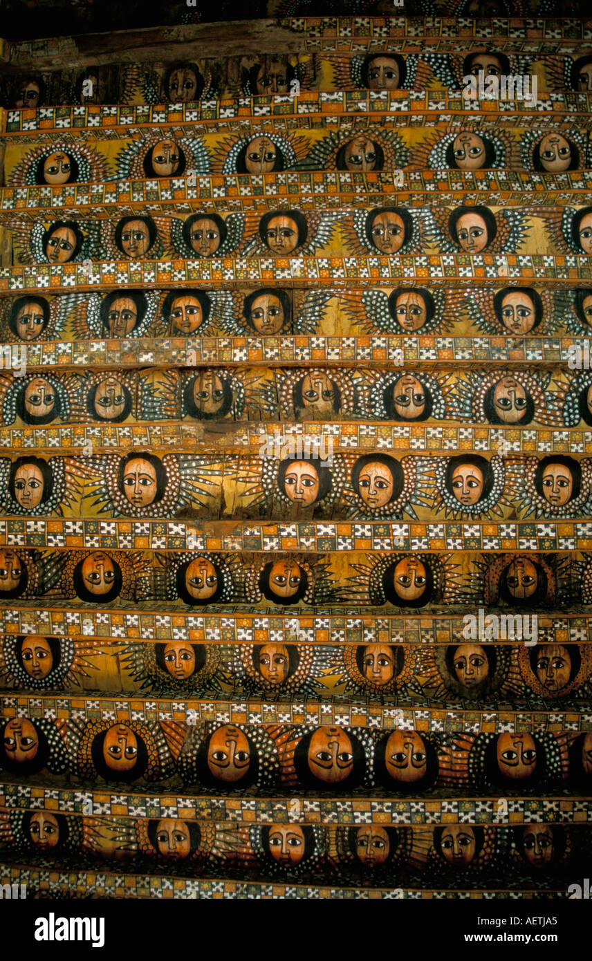 Frescoes on the ceiling of the Debre Berham Debre Birhan Selassie ...