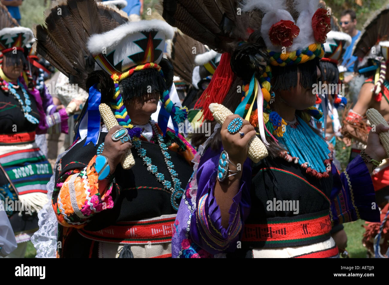 Zuni Pueblo Dancers preforming traditional dances at Bandelier National ...