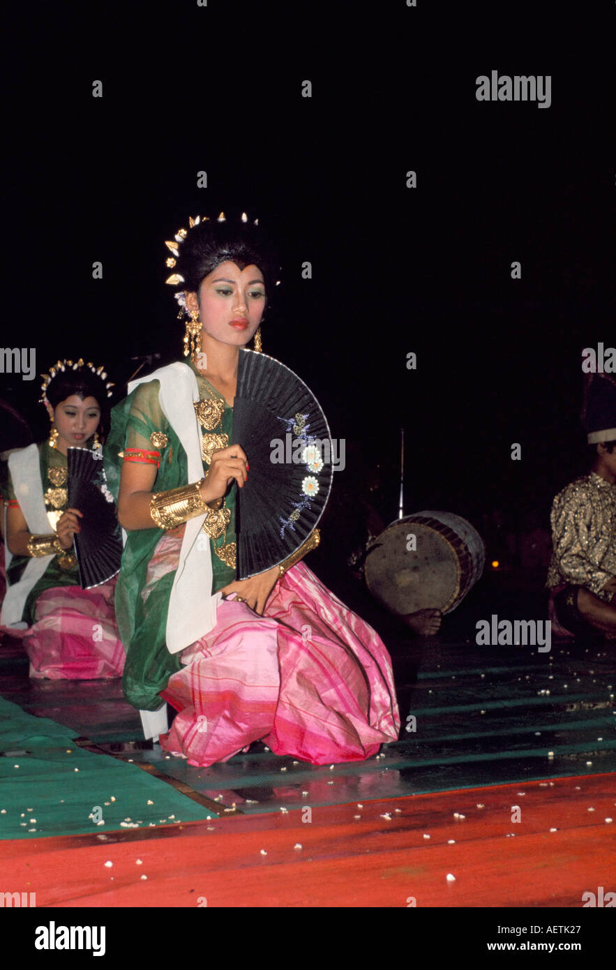 Dancers at folk festival Wakassar southern Sulawesi Indonesia Southeast ...