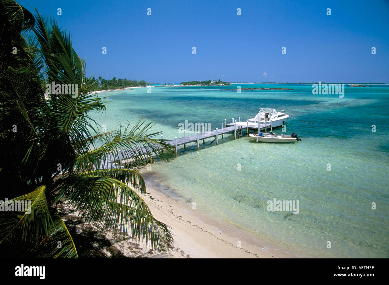 Beach and jetty near Georgetown Exuma Bahamas West Indies Central ...