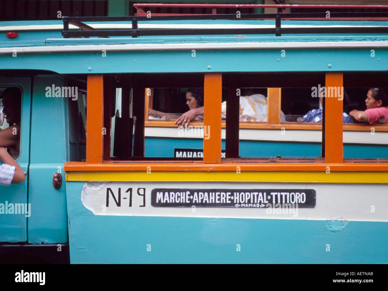 Local bus truck at Papeete market Tahiti Society Islands French ...