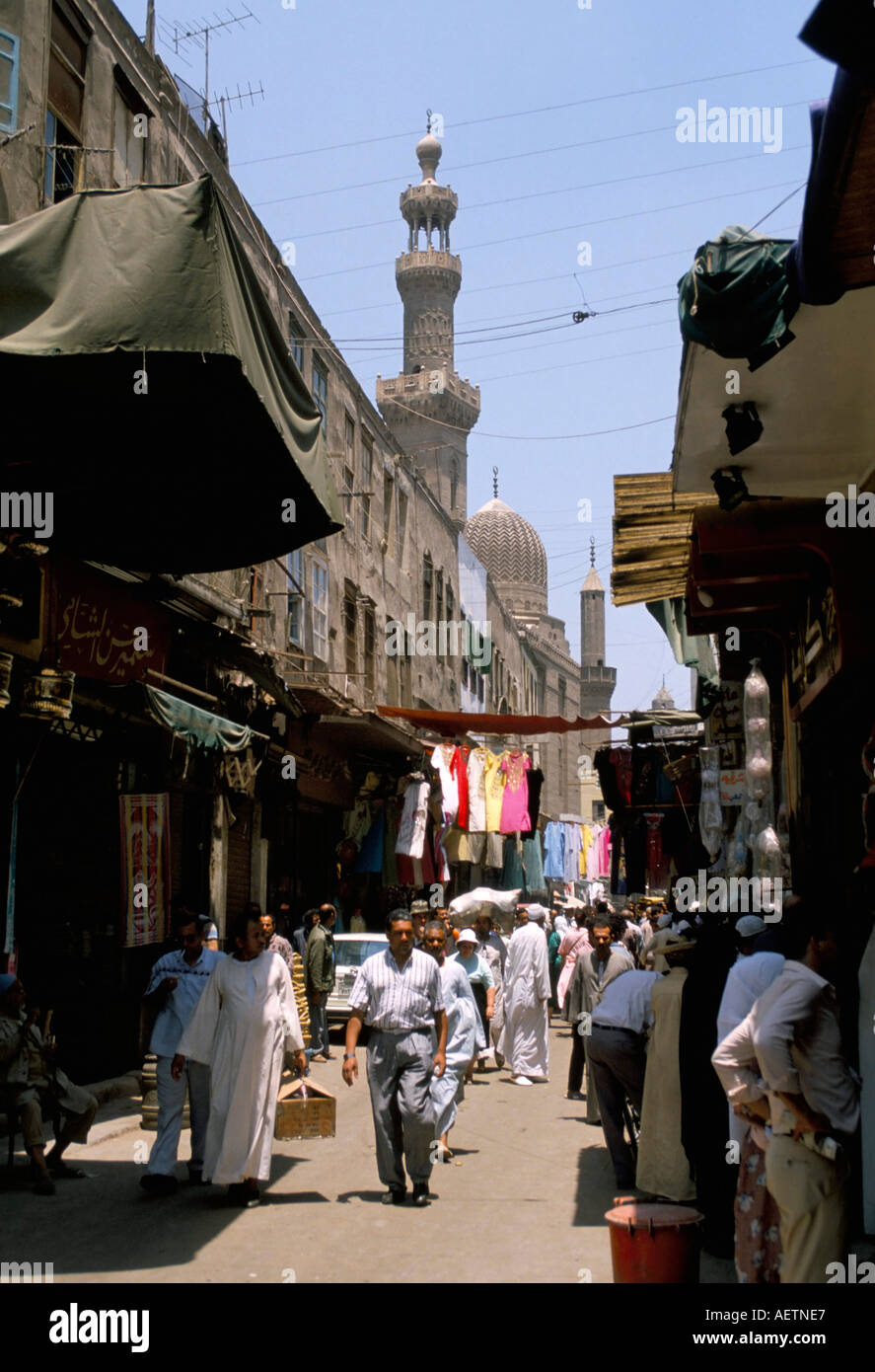 Pedestrians walk down city street Cairo Egypt North Africa Africa Stock ...