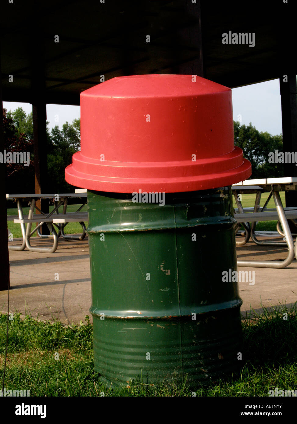 Red plastic trash can hi-res stock photography and images - Alamy