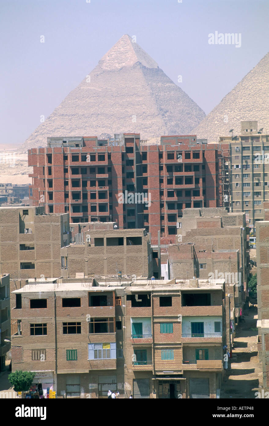 Skyline of old Cairo and pyramids Egypt North Africa Africa Stock Photo ...