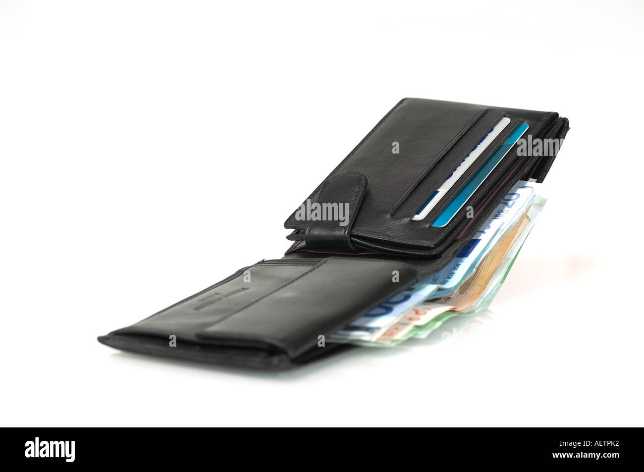 Open wallet, with banknotes and credit cards Stock Photo - Alamy