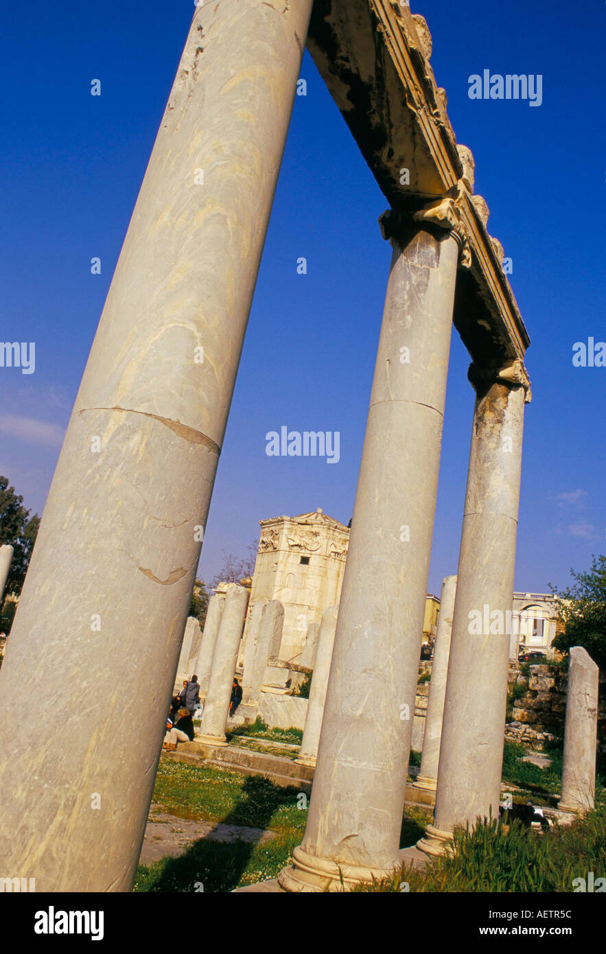 Ionic columns of east Propylon and Tower of the Winds in the background ...