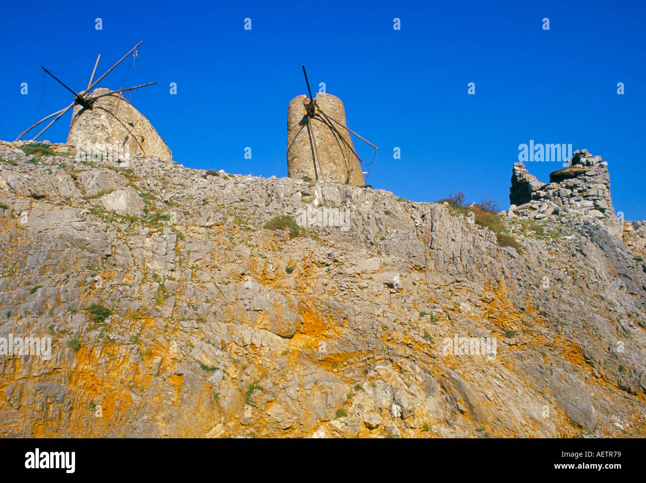 Old windmills Lassithi Plateau island of Crete Greece Mediterranean ...