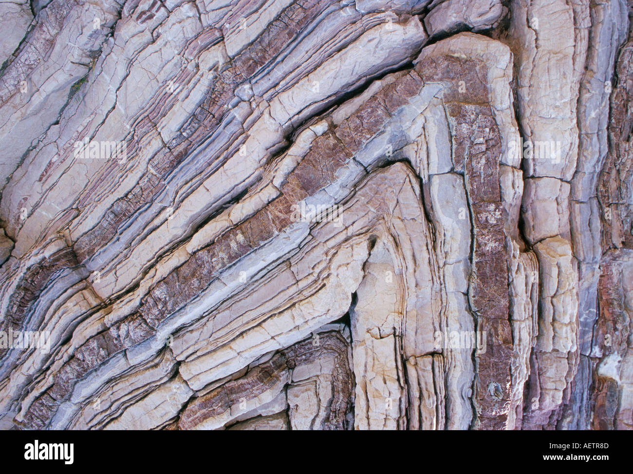 Stratified rock at Agio Pavlos in southern Crete island of Crete Greece ...