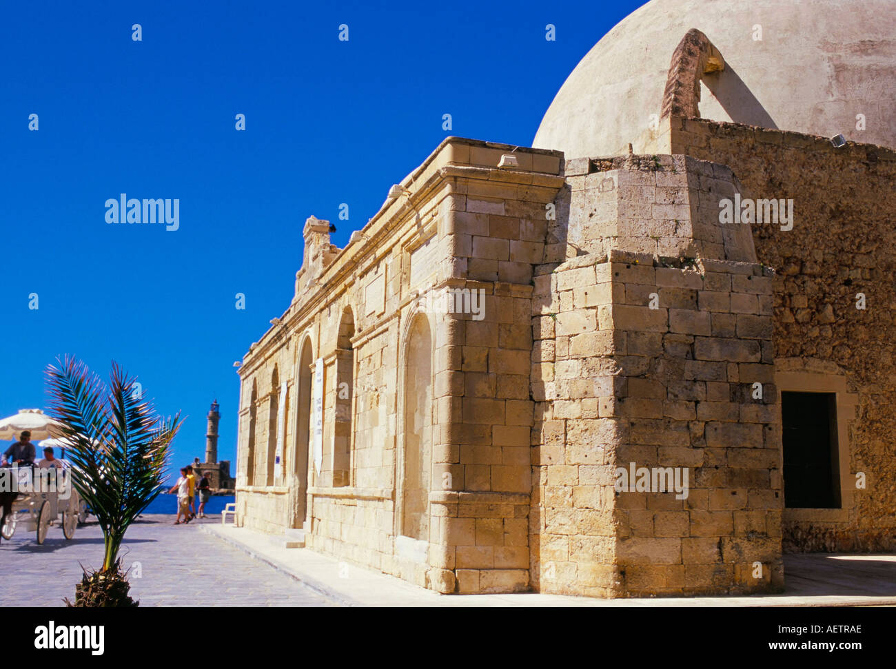 Turkish mosque on the Hania promenade Hania Chania island of Crete ...