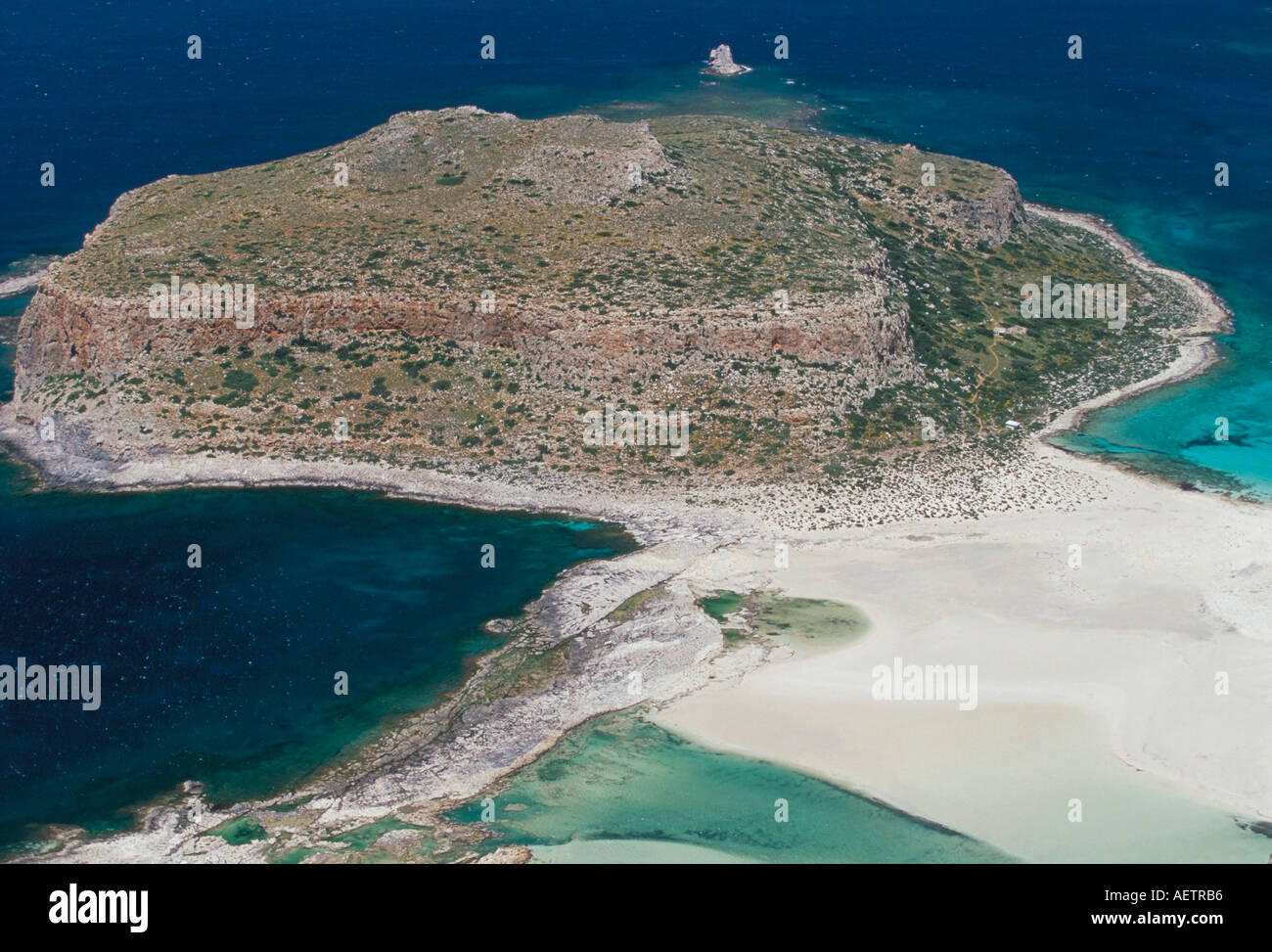 Aerial view of Gramvousa islet Gramvousa peninsula western Crete island ...