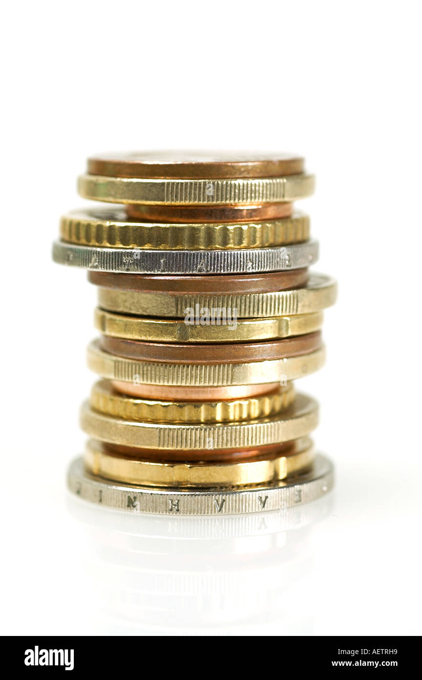 Stack of euros and eurocents Stock Photo - Alamy
