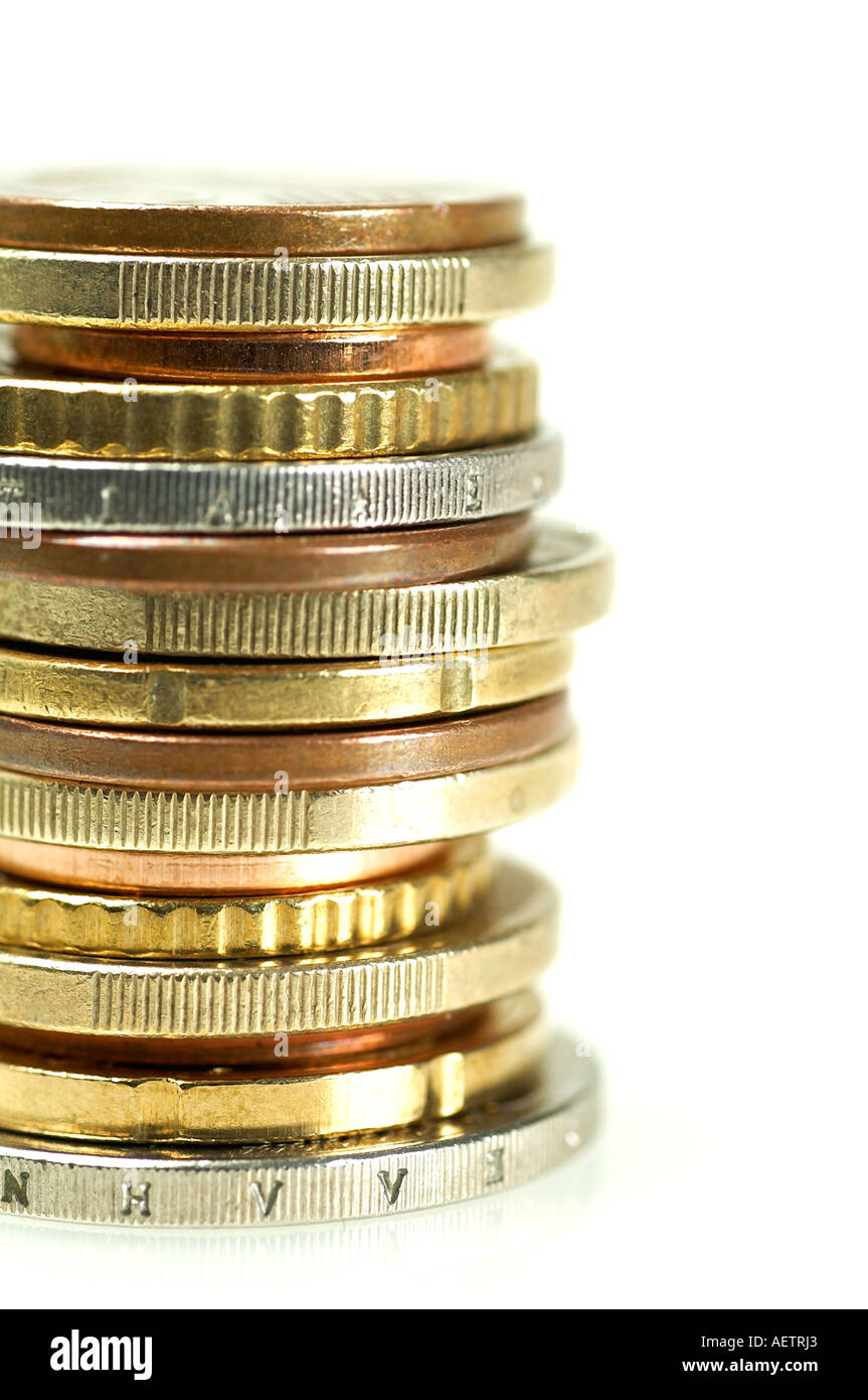 Stack of euros and eurocents Stock Photo - Alamy