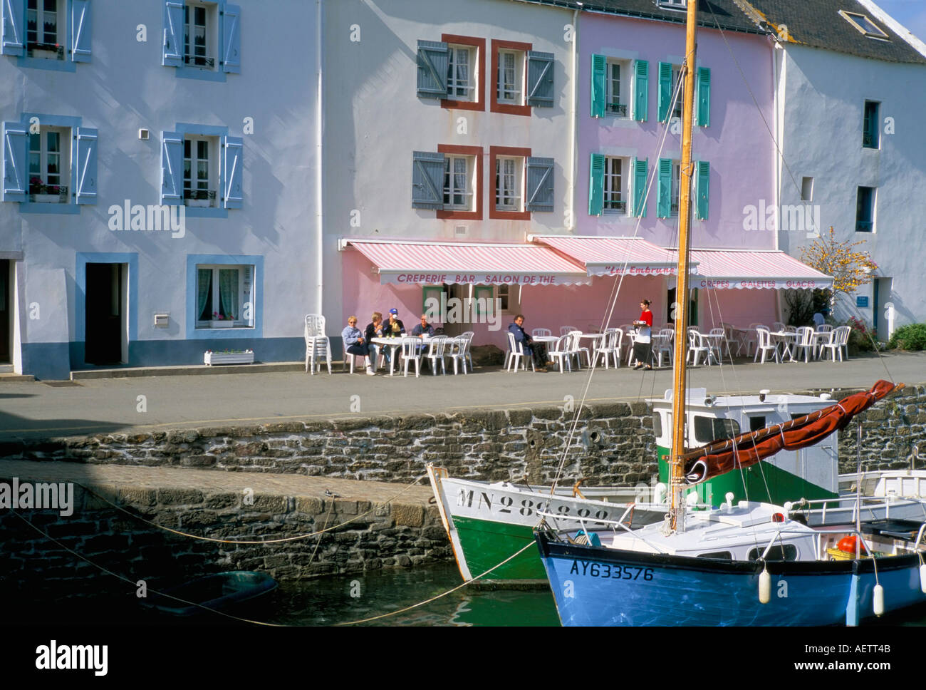 Port Sauzon Belle Ile en Mer Breton Islands Morbihan Brittany France ...