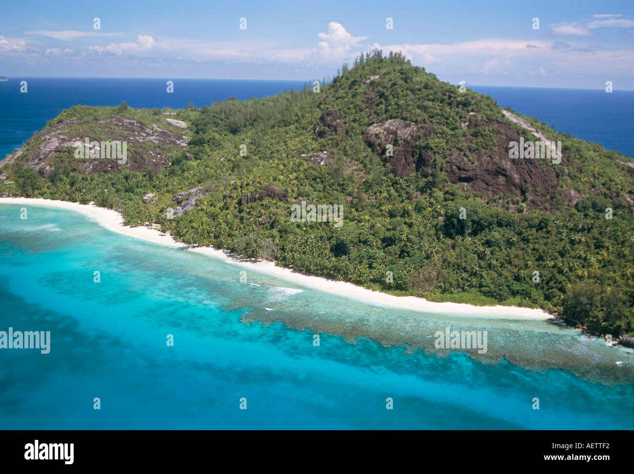 Aerial Ile Therese northwest coast island of Mahe Seychelles Indian ...