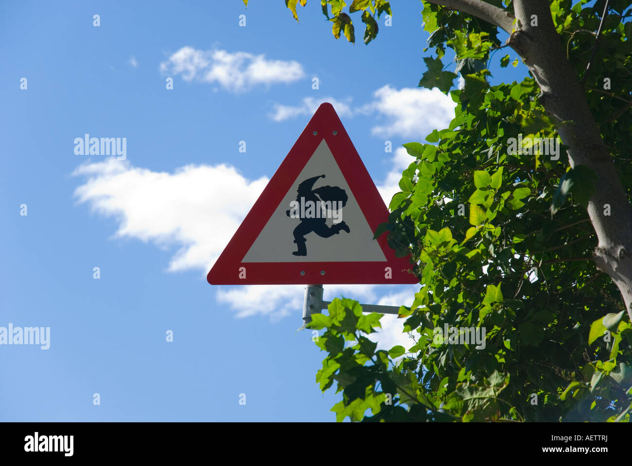 Warning, Father Christmas ahead! Roadside sign in Drobak, Norway Stock ...