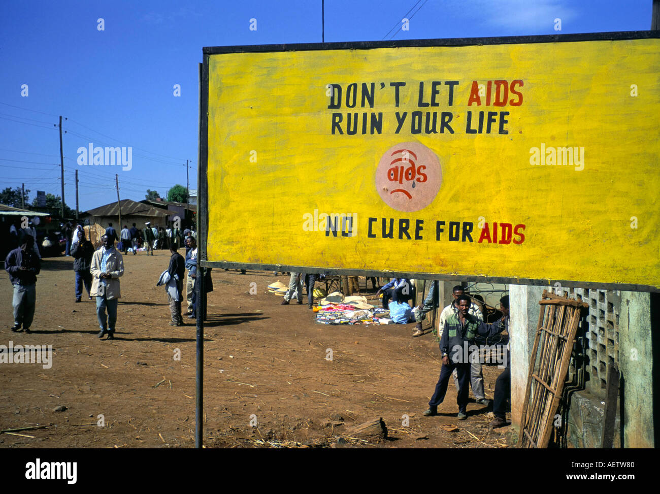 AIDS sign in the village of Gimbii Oromo country Welega state Ethiopia ...