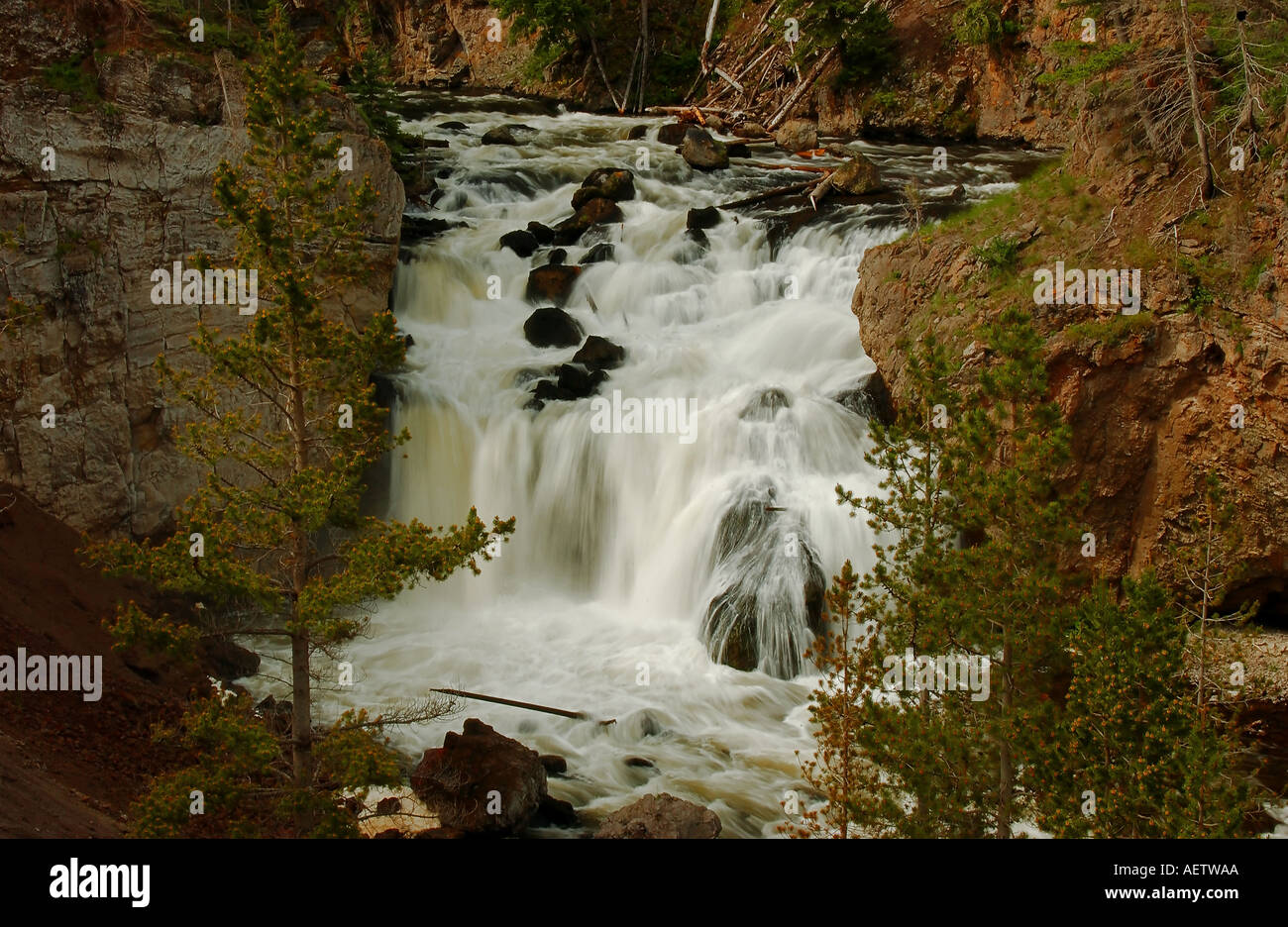Firehole Falls in Yellowstone National Park Wyoming USA Stock Photo - Alamy