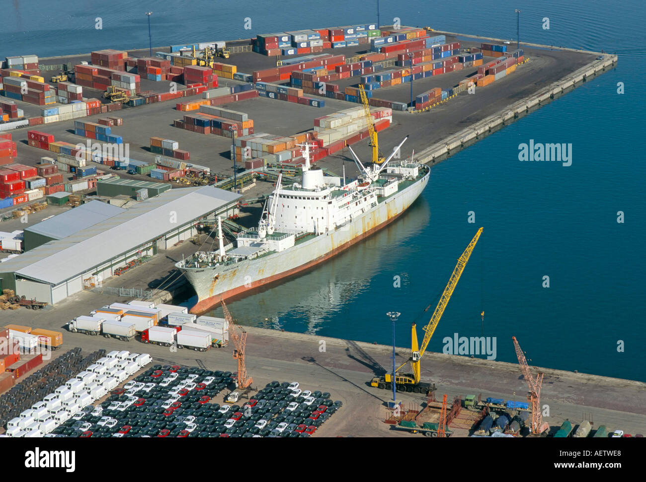 Container terminal and cargo ship Salerno Campania Italy Mediterranean ...