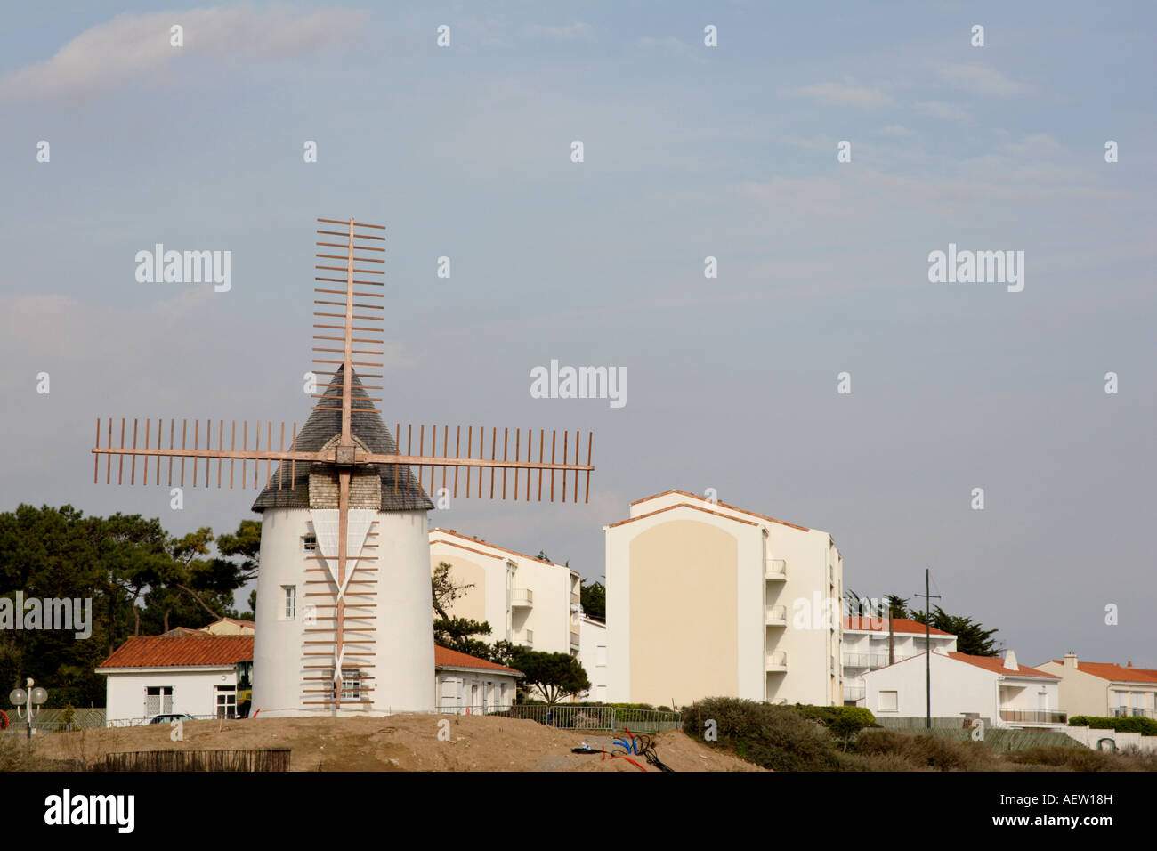 View towards windmill, Jard-Sur-Mer, Vendee, France Stock Photo - Alamy