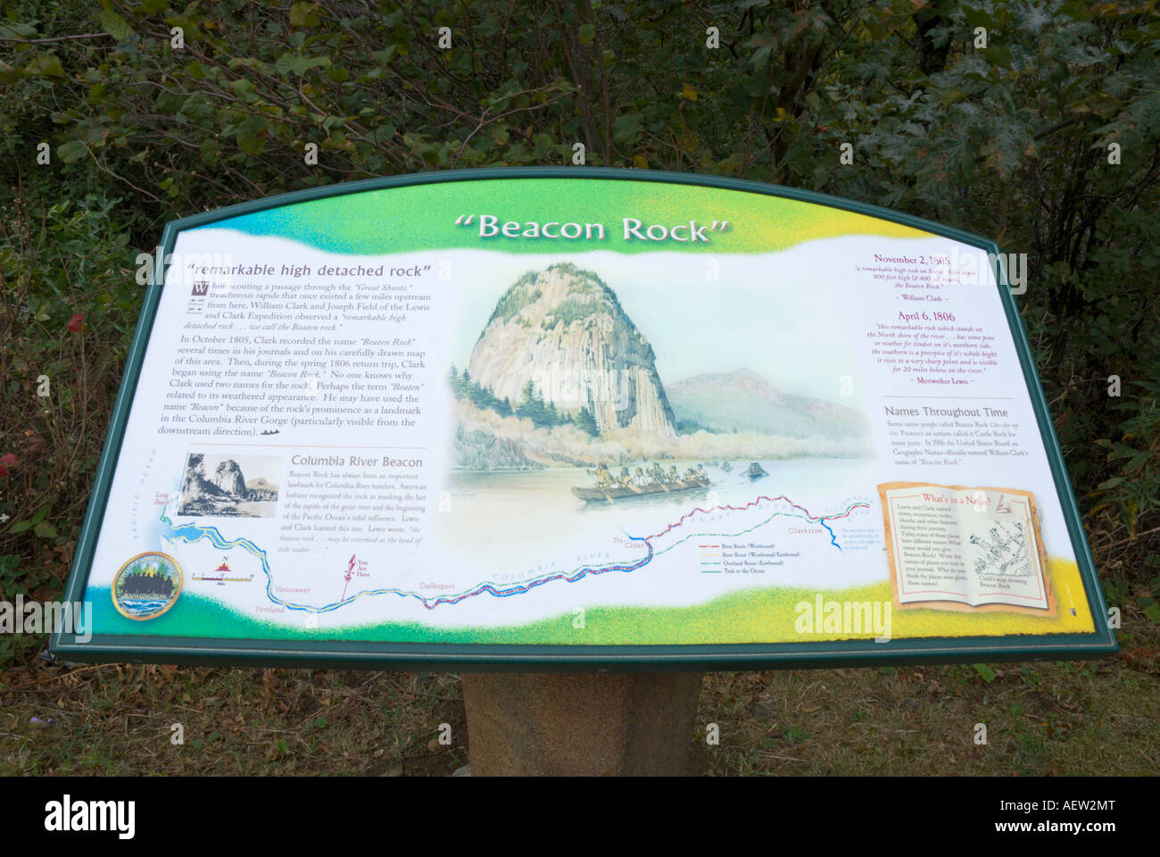 Interpretive sign at Beacon Rock Beacon Rock State Park Washington ...
