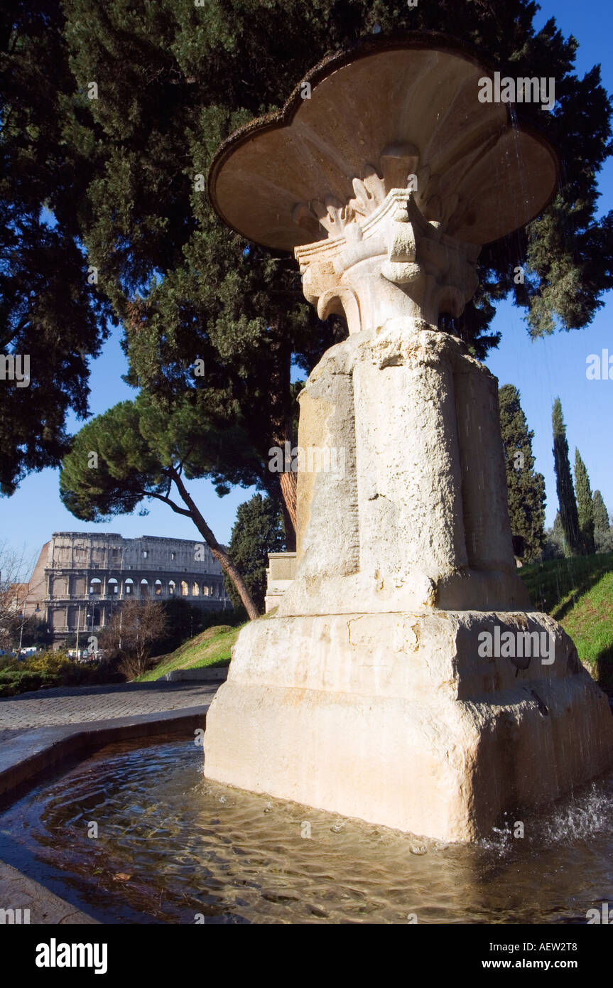 water fountain The Colosseum Rome Italy Europe Stock Photo - Alamy