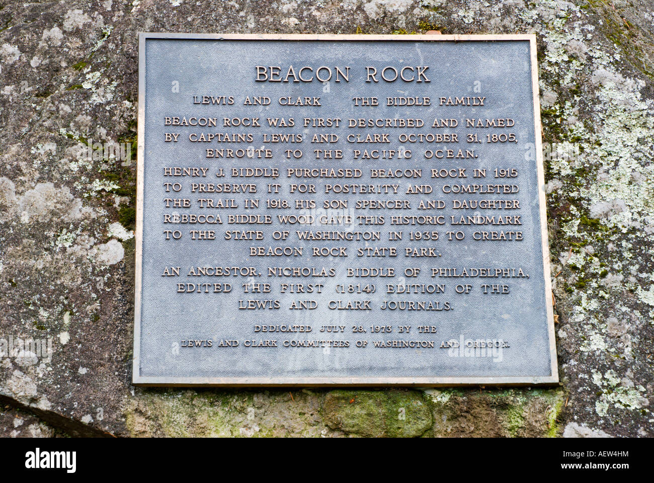 Plaque commemorating Lewis and Clark at Beacon Rock Beacon Rock State ...