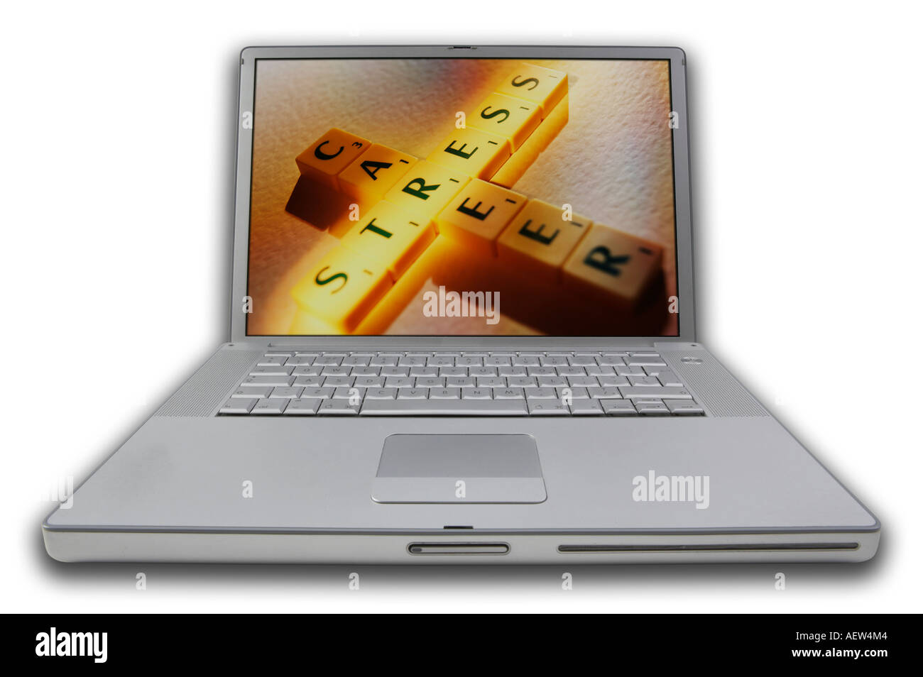 LAP TOP COMPUTER WITH SCRABBLE LETTERS ON SCREEN SPELLING WORDS CAREER ...