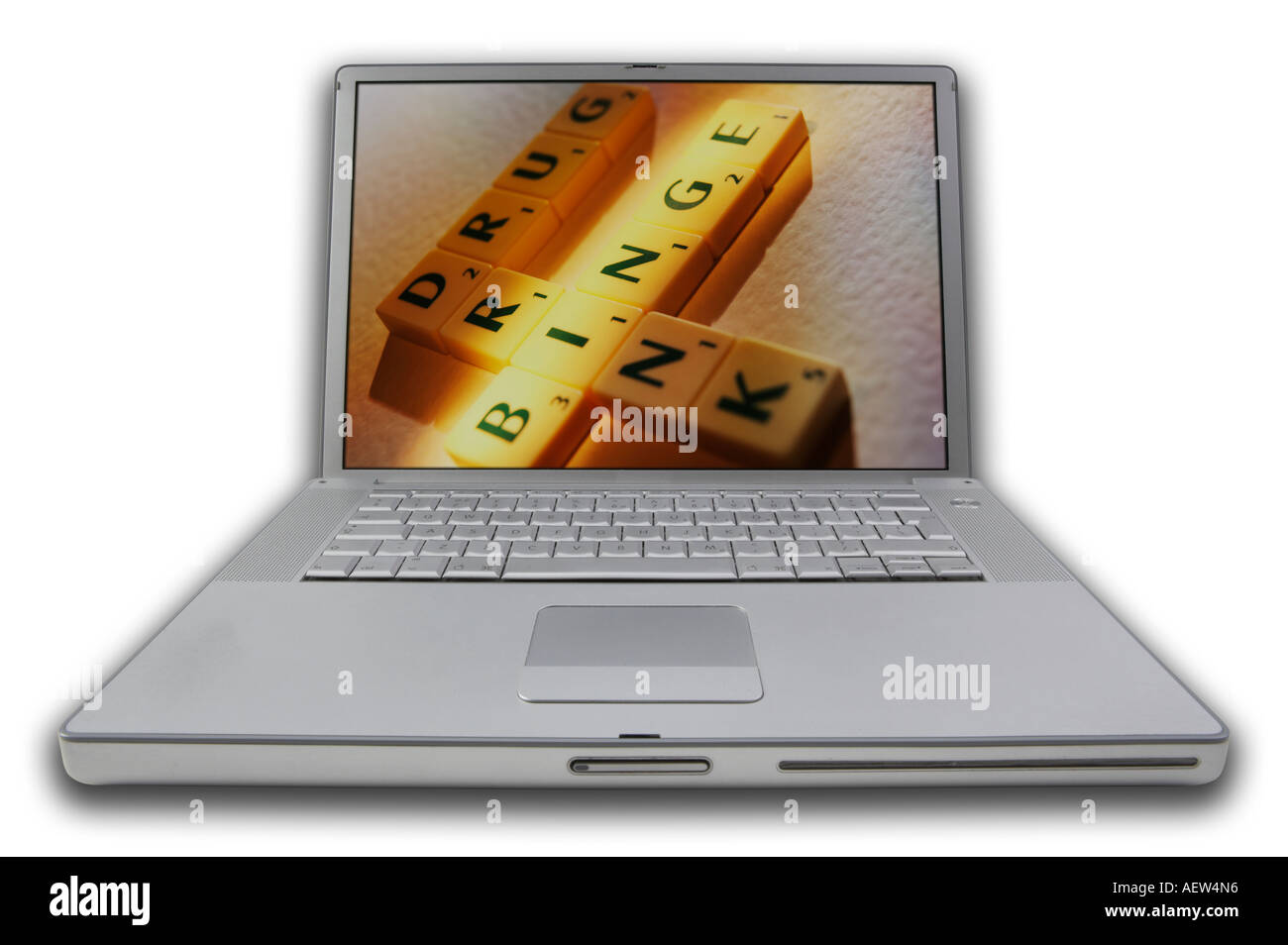 LAP TOP COMPUTER WITH SCRABBLE LETTERS ON SCREEN SPELLING WORDS DRINK ...