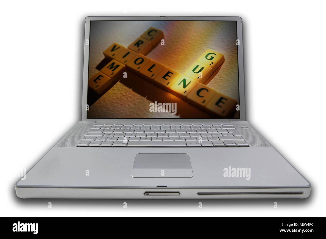 Gun on notebook computer crime hi-res stock photography and images - Alamy