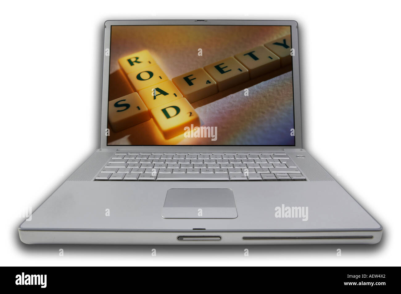 LAP TOP COMPUTER WITH SCRABBLE LETTERS ON SCREEN SPELLING WORDS ROAD ...