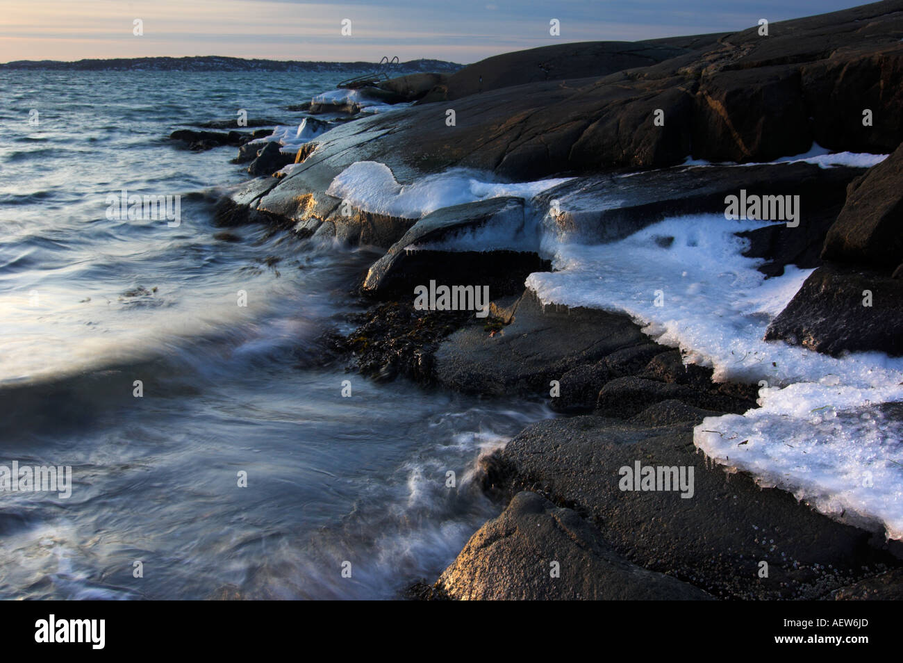 Coastal landscape at sunset. Fiskebäck, Gothenburg, Sweden Stock Photo ...